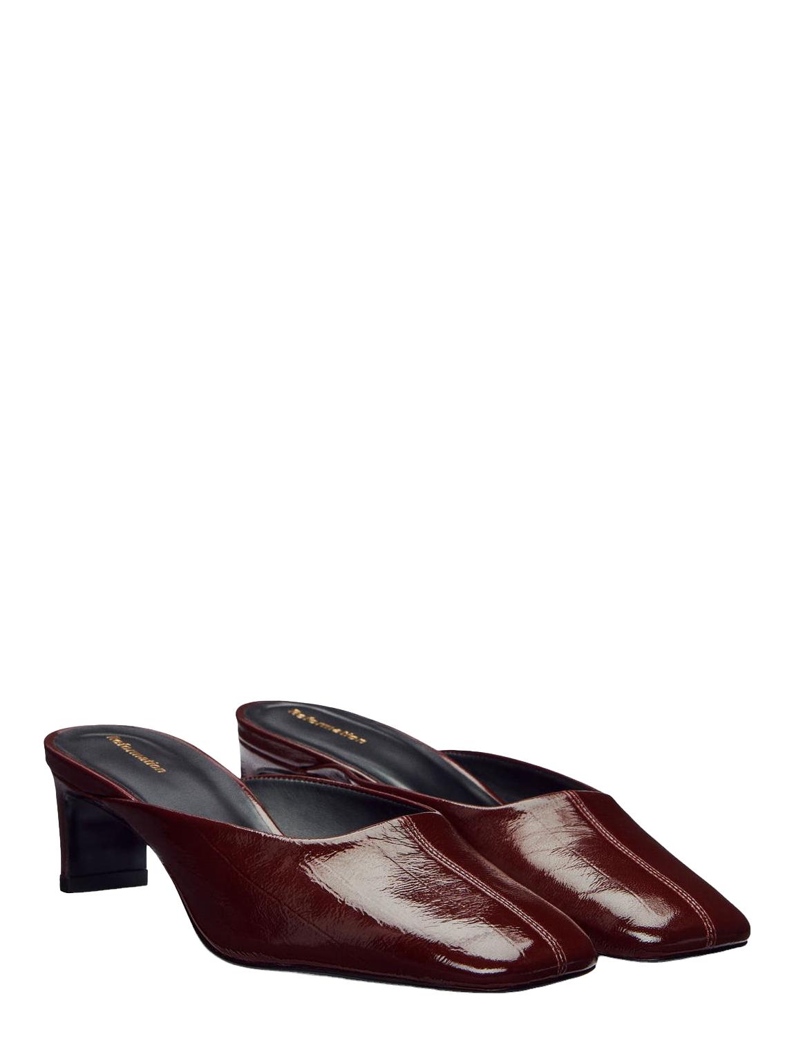 REFORMATION Reformation Inez Leather Heeled Mule with Pointed Toe